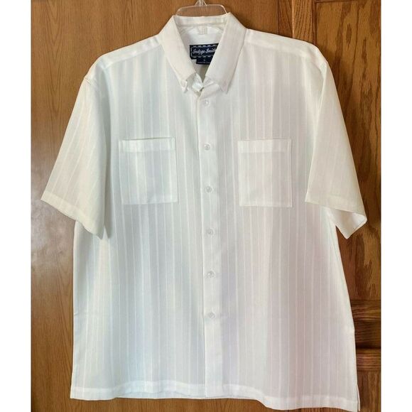 Shirts | Indygo Smith Mens Button Front Shirt White On White Short ...